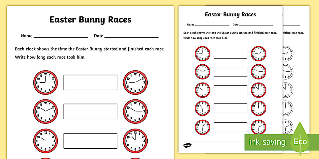 Easter Themed Time Worksheet (teacher made) - Twinkl