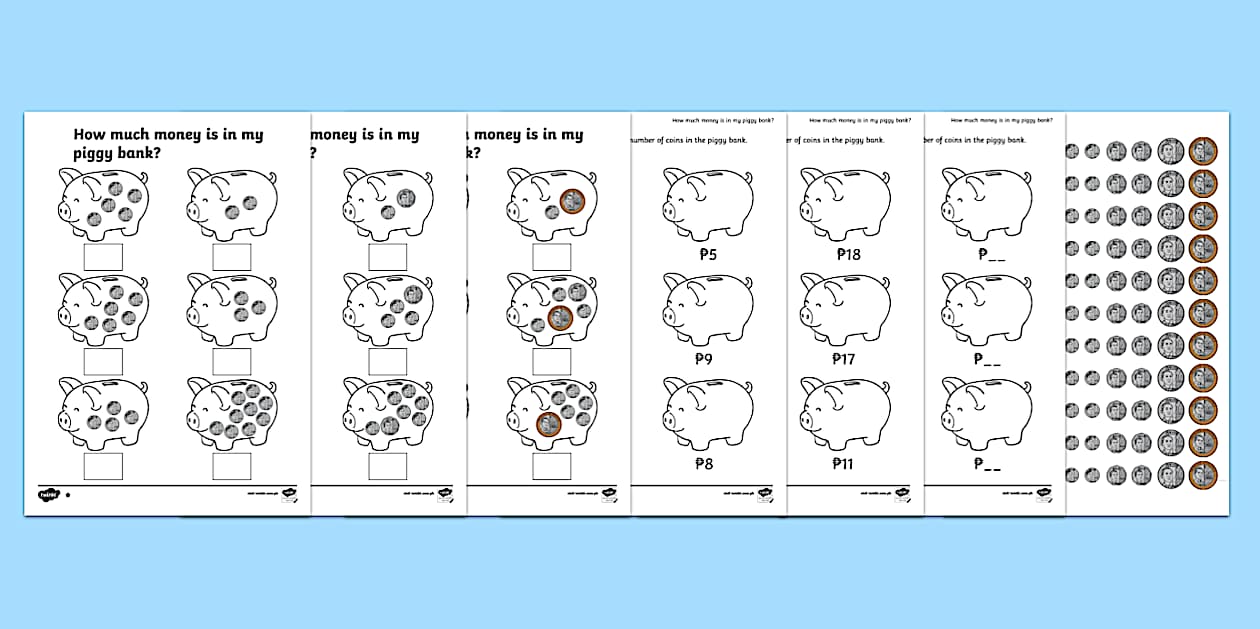 How Much Money is in My Piggy Bank Philippine Peso - Twinkl