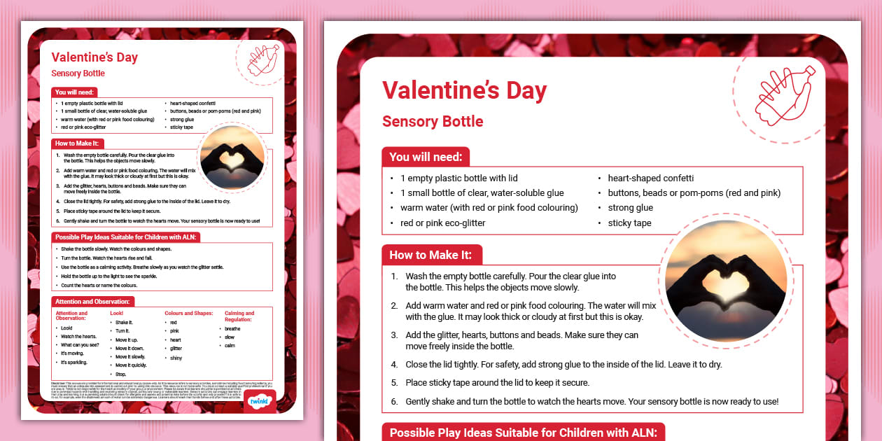 Valentine's Day Sensory Bottle Activity ALN