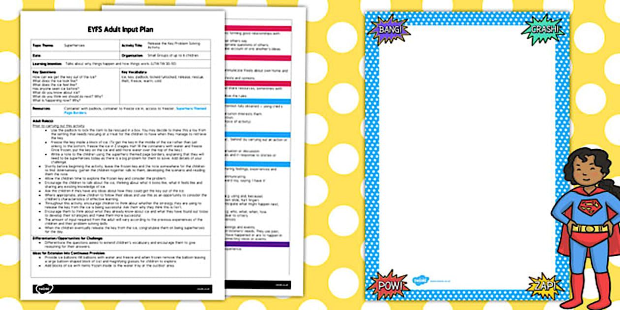 Release the Key Superhero Problem Solving Activity Kindergarten Adult Input