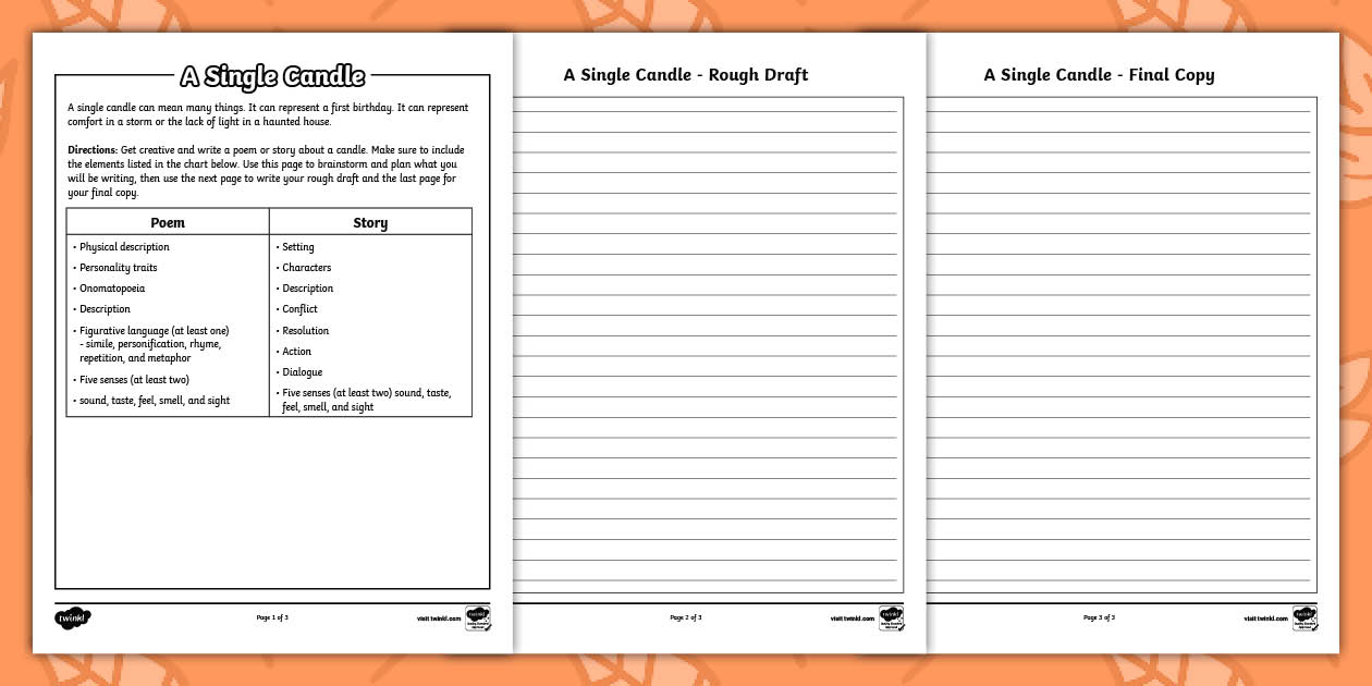 Eighth Grade Fall Writing: A Single Candle - Twinkl