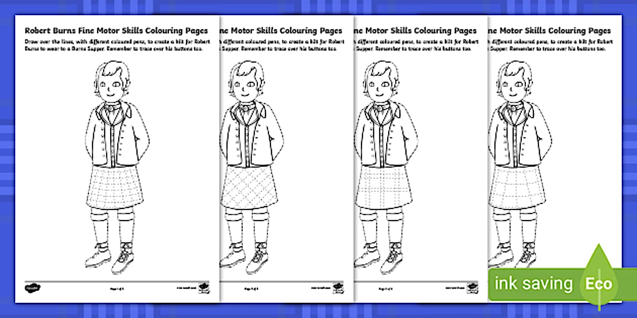 Robert Burns Fine Motor Skills Colouring Pages - Twinkl