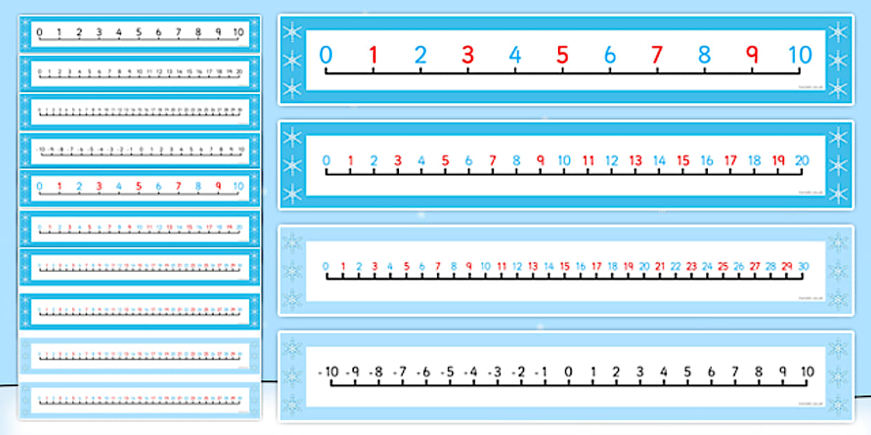 Editable Snowflake Themed Number Line Pack Up to 30 - Twinkl