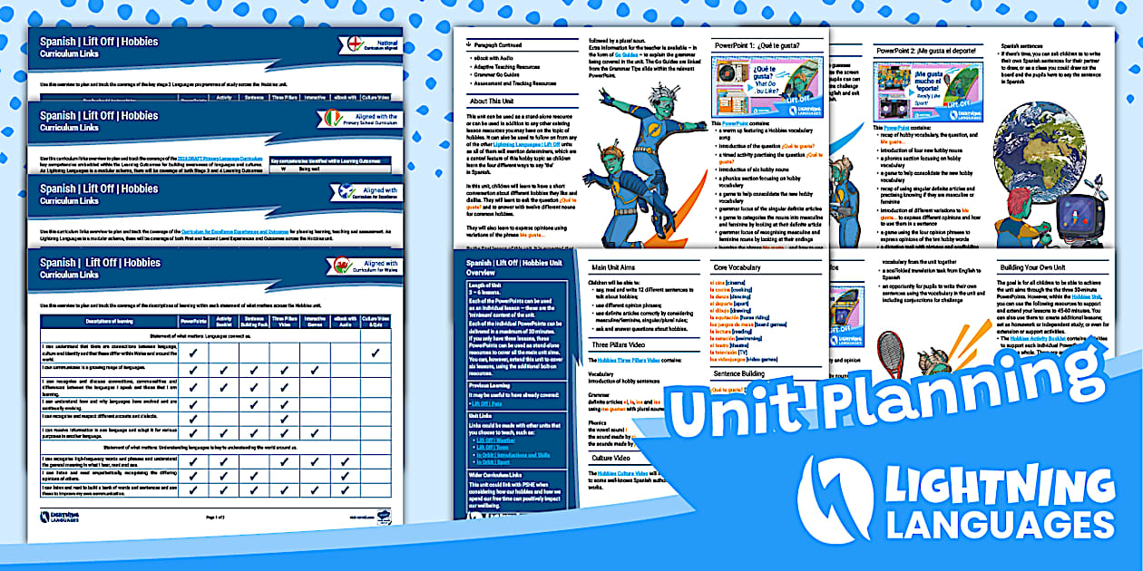 👉 Spanish Lift Off Hobbies Unit Planning and Curriculum Links