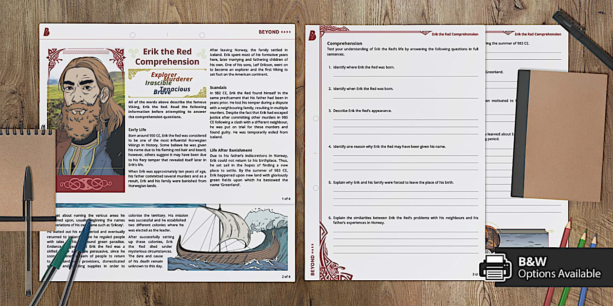 Erik the Red Comprehension (teacher made) - Twinkl
