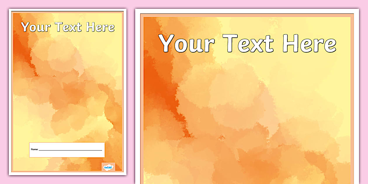 Orange Yellow Watercolour Editable Book Cover (teacher made)