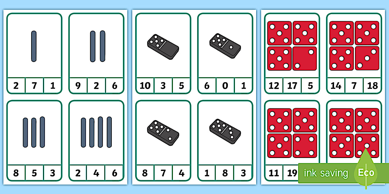 Finger Counting to 10 with Dominoes, Dice and Tally Marks Peg Number ...