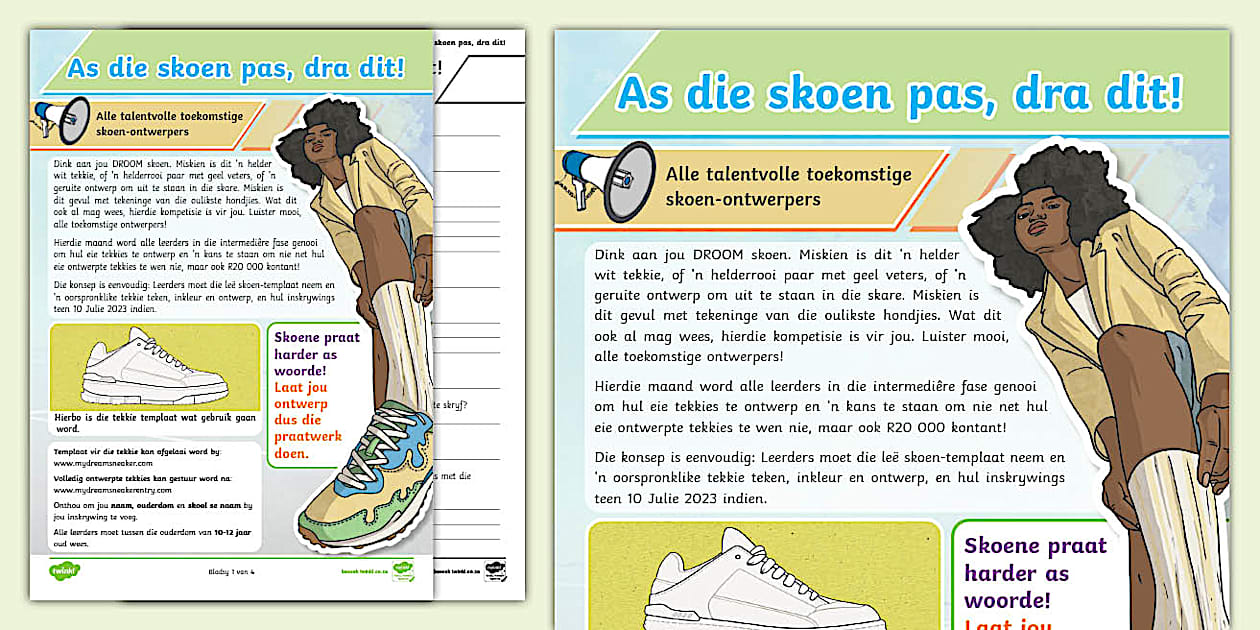 As die skoen pas, dra dit! - Visuele Teks (teacher made)