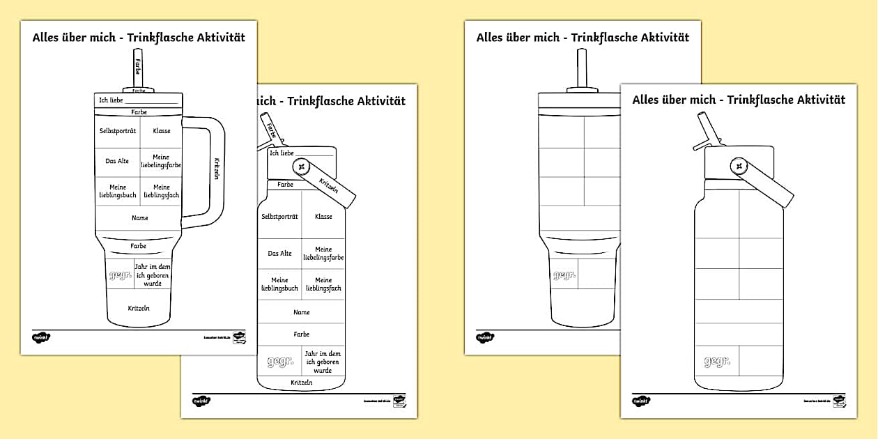 Alles über mich - Trinkflasche Aktivität