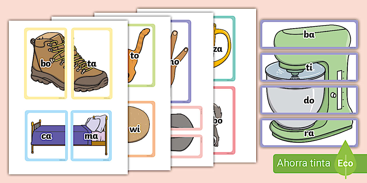 Tarjetas: Rompecabezas de Sílabas (teacher made) - Twinkl