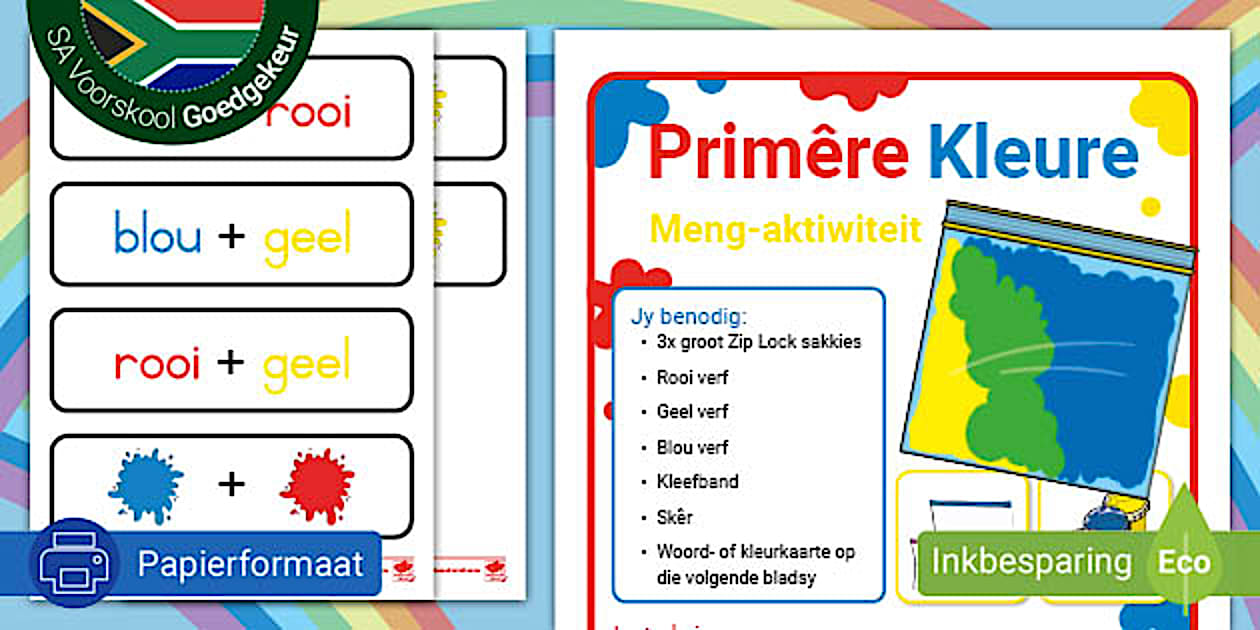 Primerê Kleure Meng-Aktiwiteit - Voorskool - Twinkl