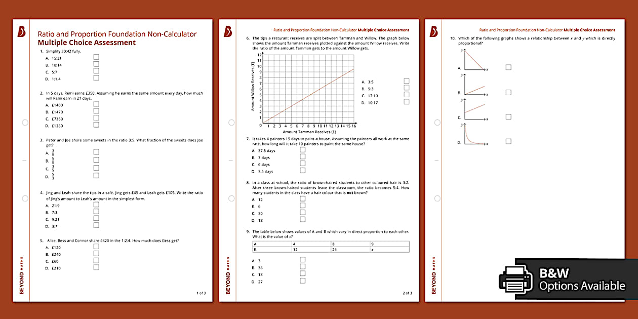 👉 Ratio and Proportion Foundation Multiple Choice