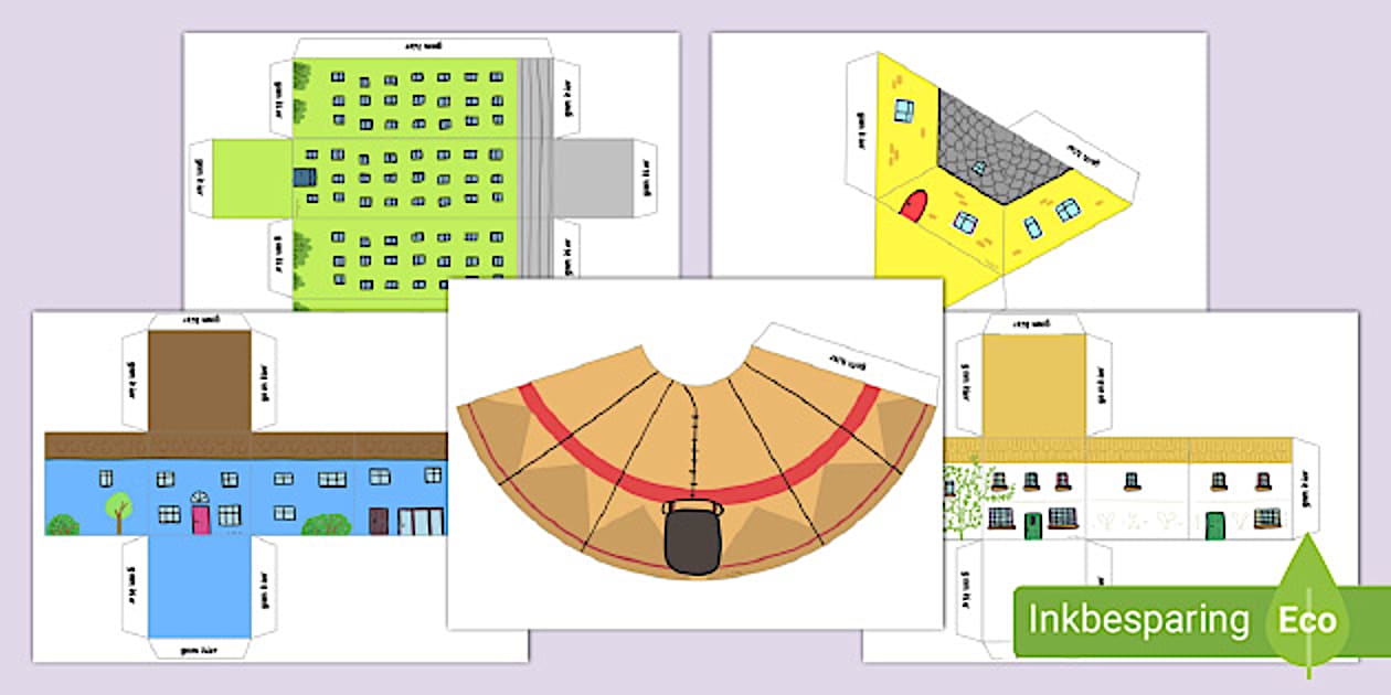 Black and White 3D Huise Papierkuns (teacher made) - Twinkl
