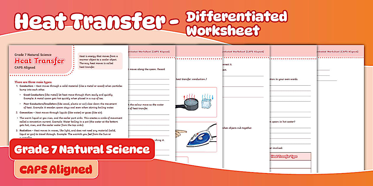 Natural Science - Heat Transfer - Differentiated Worksheet