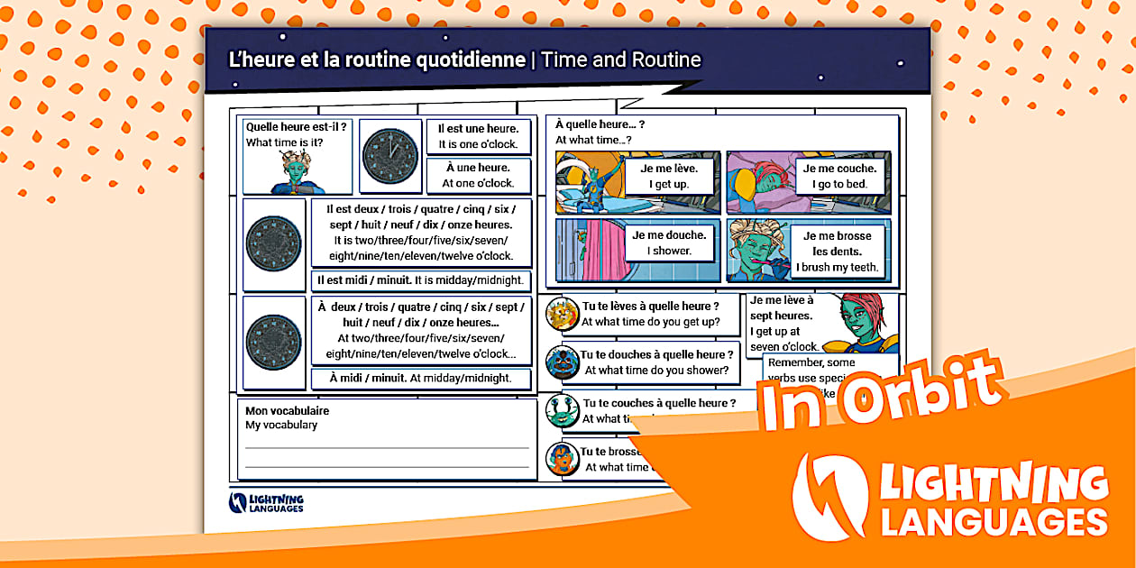 👉 French Time and Routine Knowledge Organiser