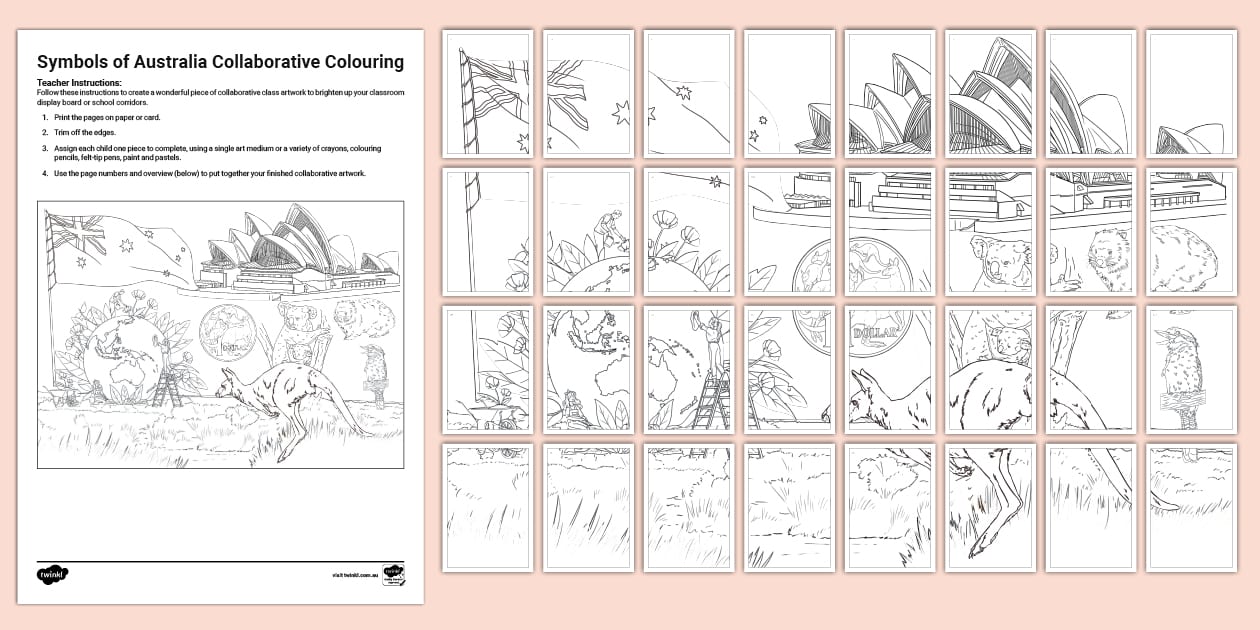 Symbols of Australia Collaborative Colouring (teacher made)