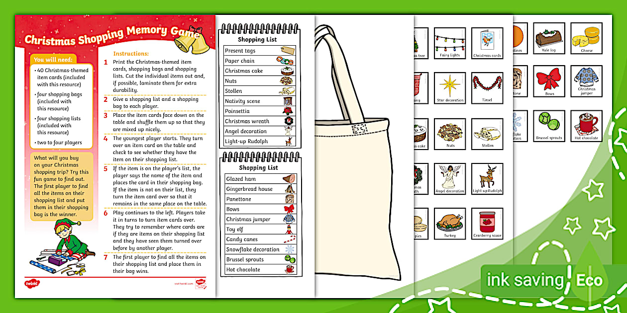 Christmas Memory Game | Christmas Shopping Game - Twinkl