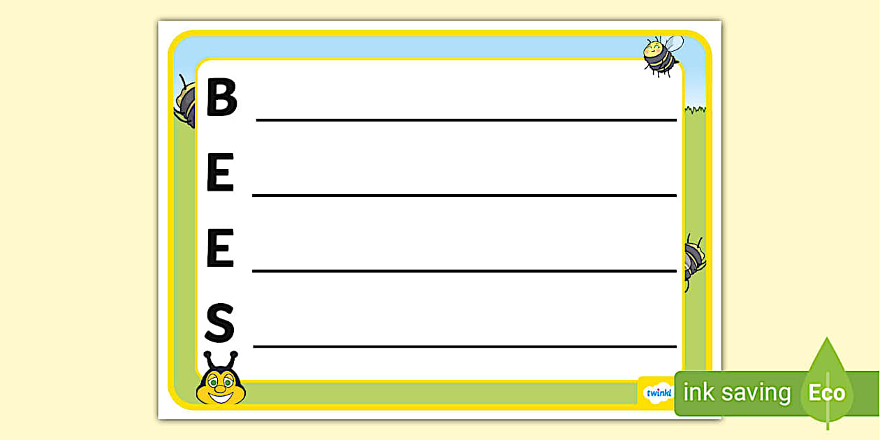 Honey Bee Poem Template - Twinkl Acrostic Poetry Resources