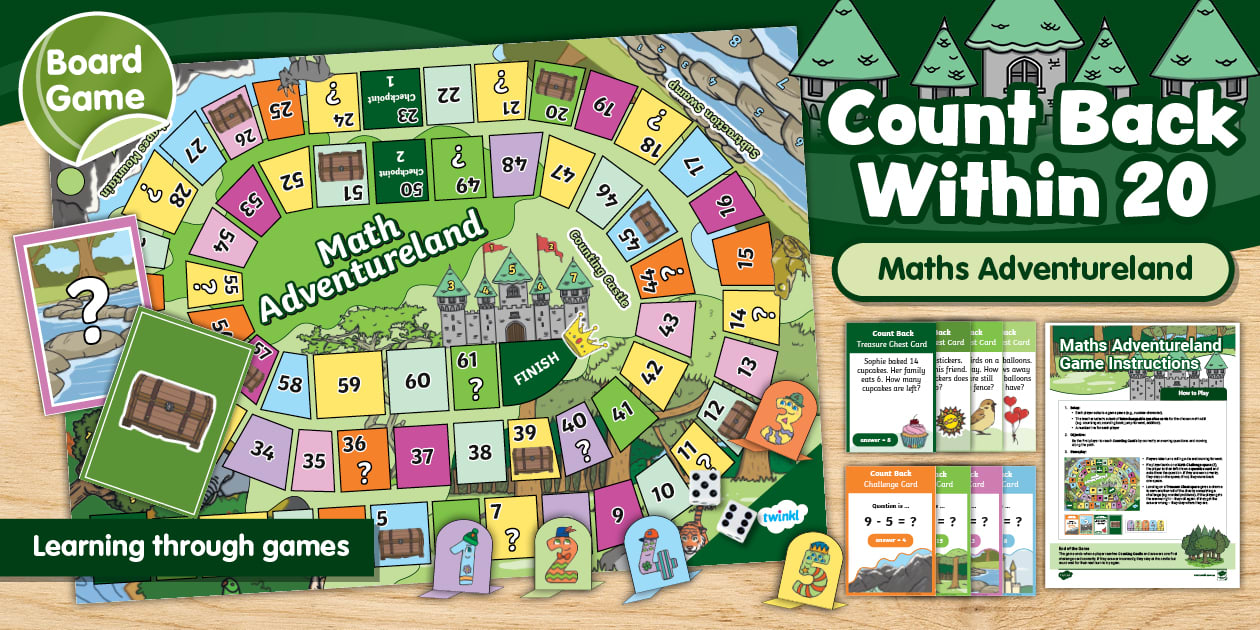 Maths Adventureland Board Game – Count Back Within 20