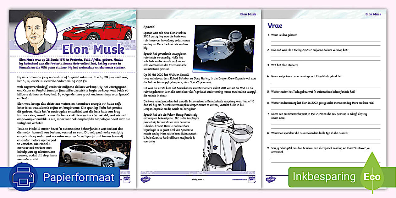 Elon Musk Luisterbegrip (teacher made) - Twinkl