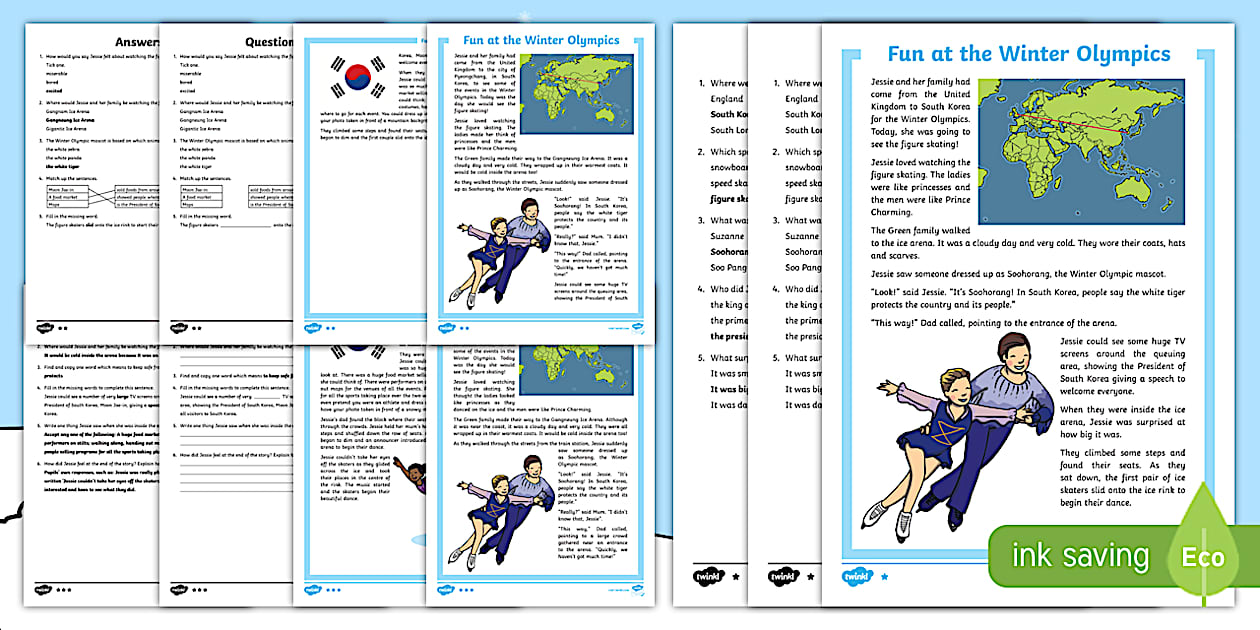 FP Fun at the Winter Olympics Differentiated Reading Comprehension Activity