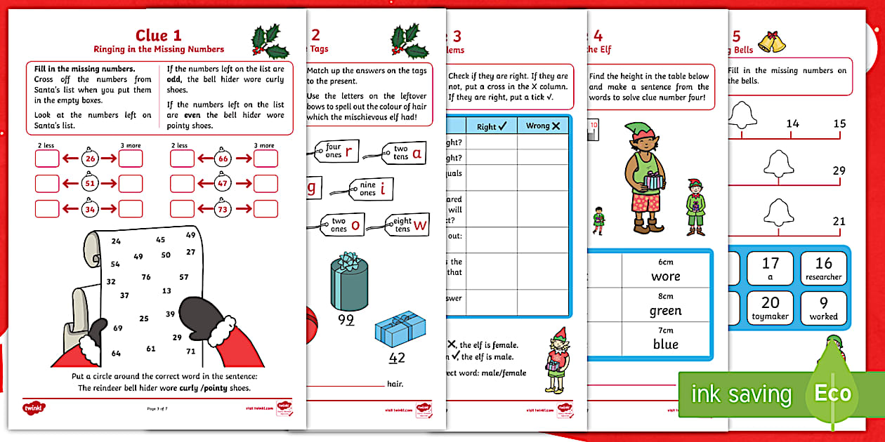 KS1 The Mystery of the Missing Reindeer Bells Maths Game