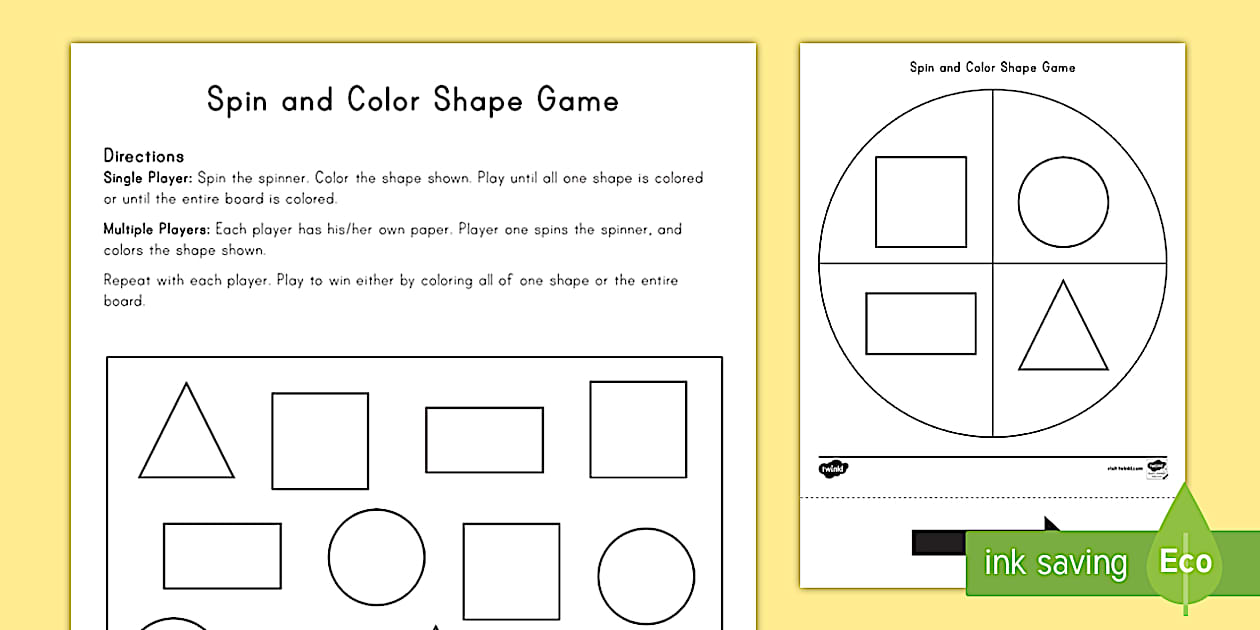 Spin and Color Shape Game (teacher made) - Twinkl