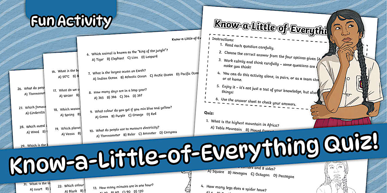 Intermediate Phase – Know-a-Little-of-Everything Quiz! – Fun Activity