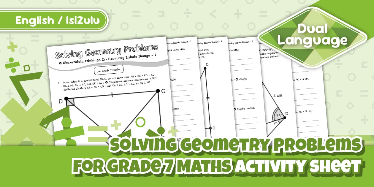 Solving Geometry Problems for Grade 7 Maths Activity Sheet