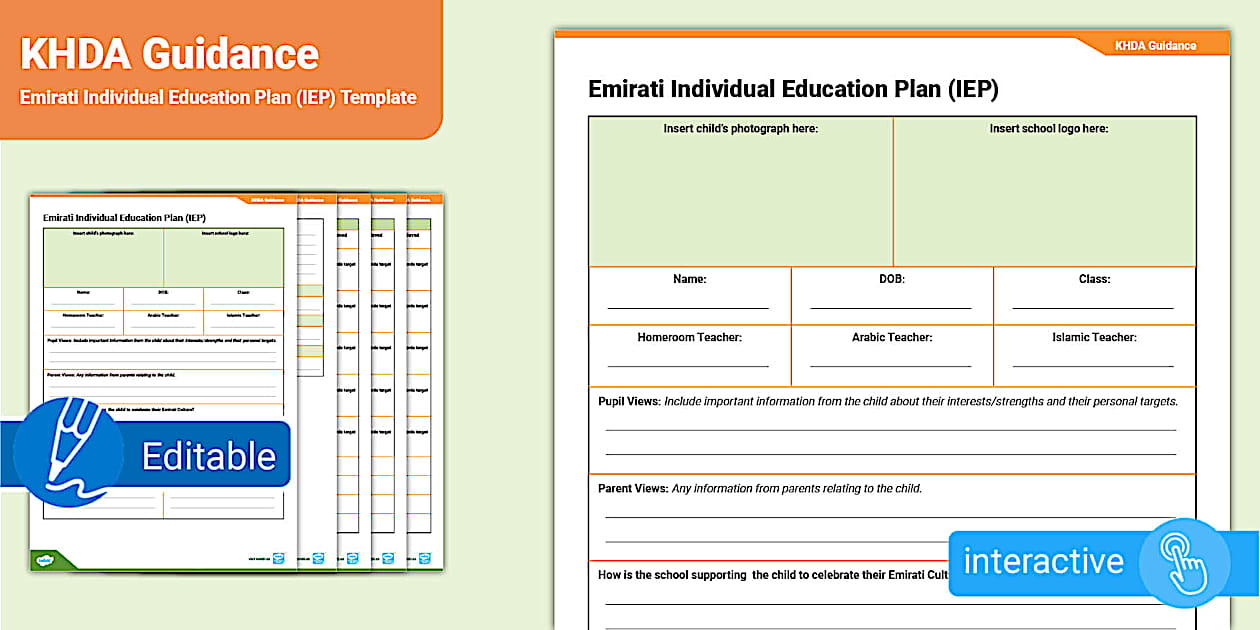 Emirati Individual Education Plan (IEP) Template - Twinkl