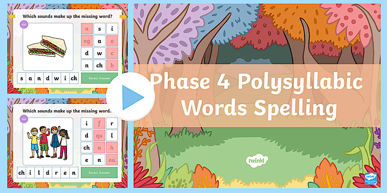 Phase 4 Polysyllabic Words Spelling PowerPoint - Twinkl