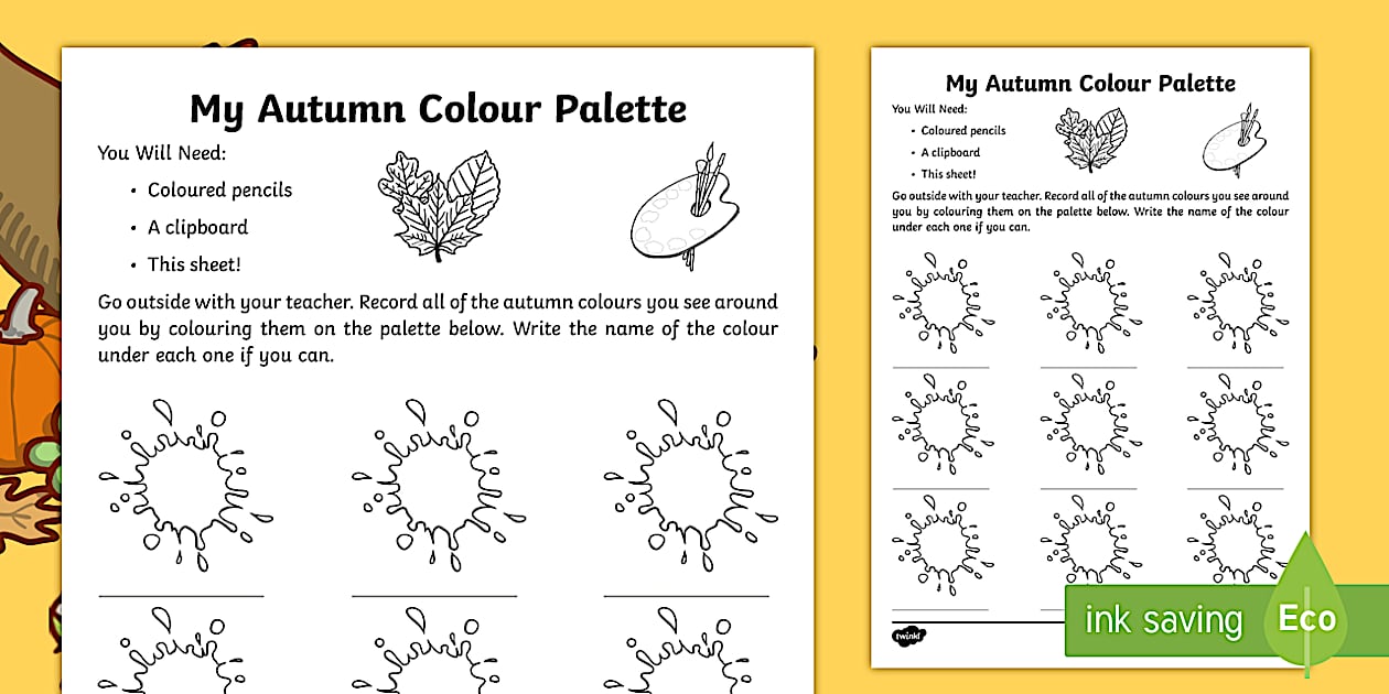 My Autumn Colour Palette Worksheet / Worksheet - Twinkl