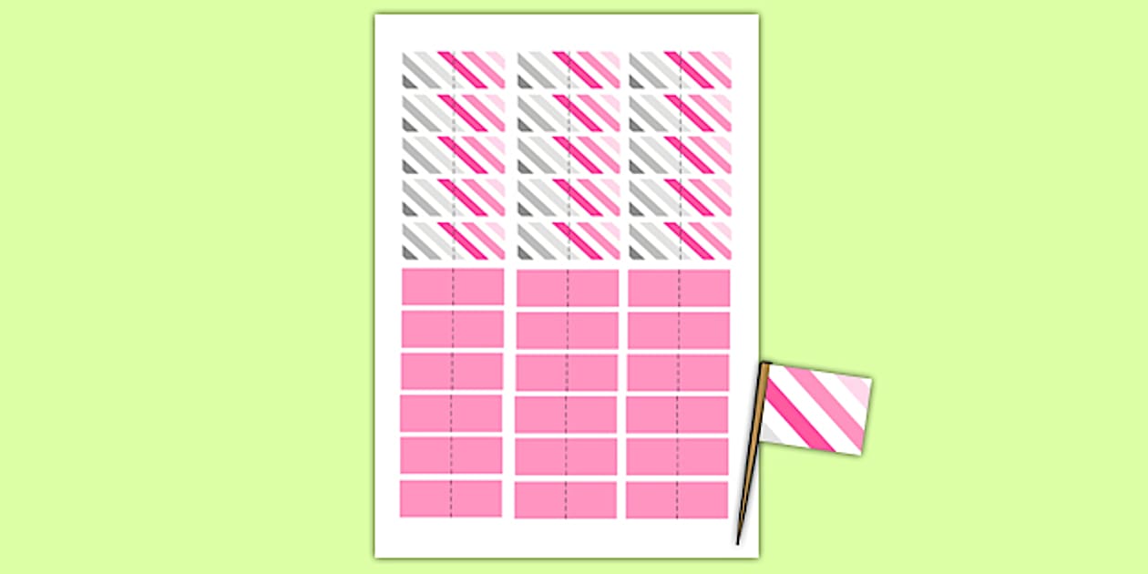 Editable Baby Shower Toothpick Flags Pink Themed - Twinkl