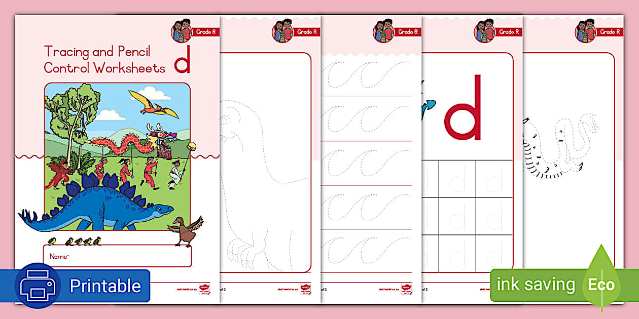 Gr. R Phonics Letter D Tracing and Pencil Control Worksheets