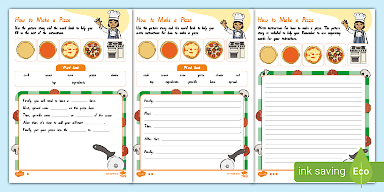 Editable How to Make a Pizza Differentiated Sequencing Activity