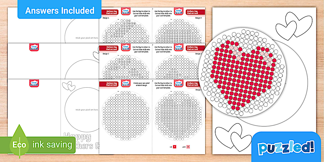Mother's Day Pixel Art Colouring Gift | Twinkl Puzzled