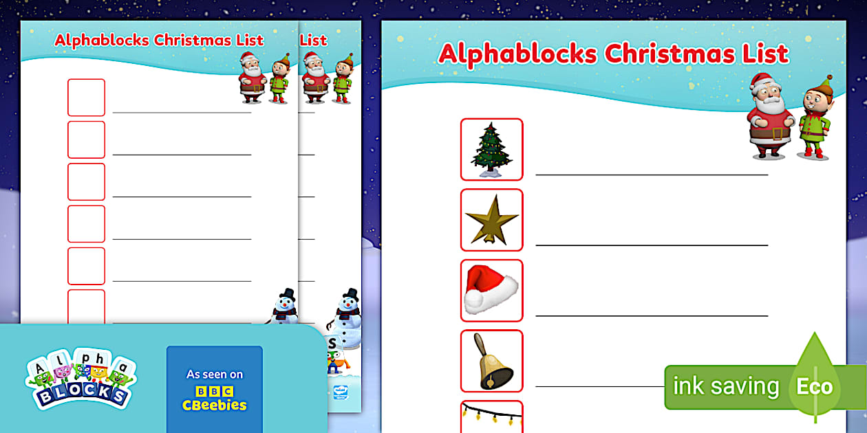 FREE! - Alphablocks: Christmas List Writing Activity