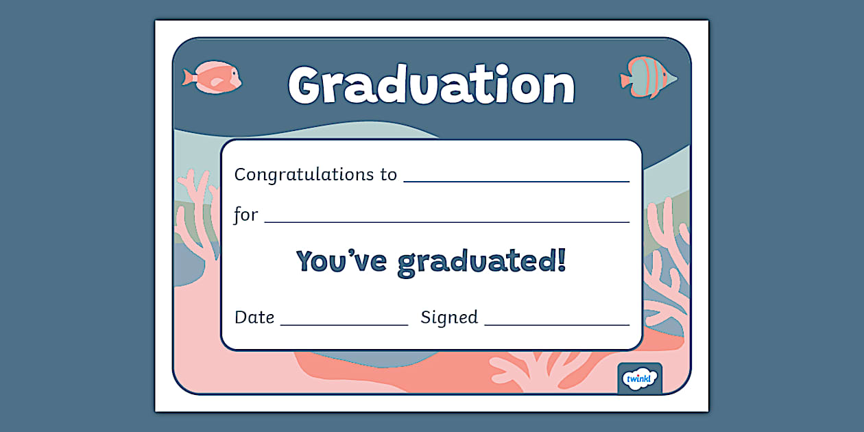 Under the Sea Themed Graduation Certificate - Twinkl