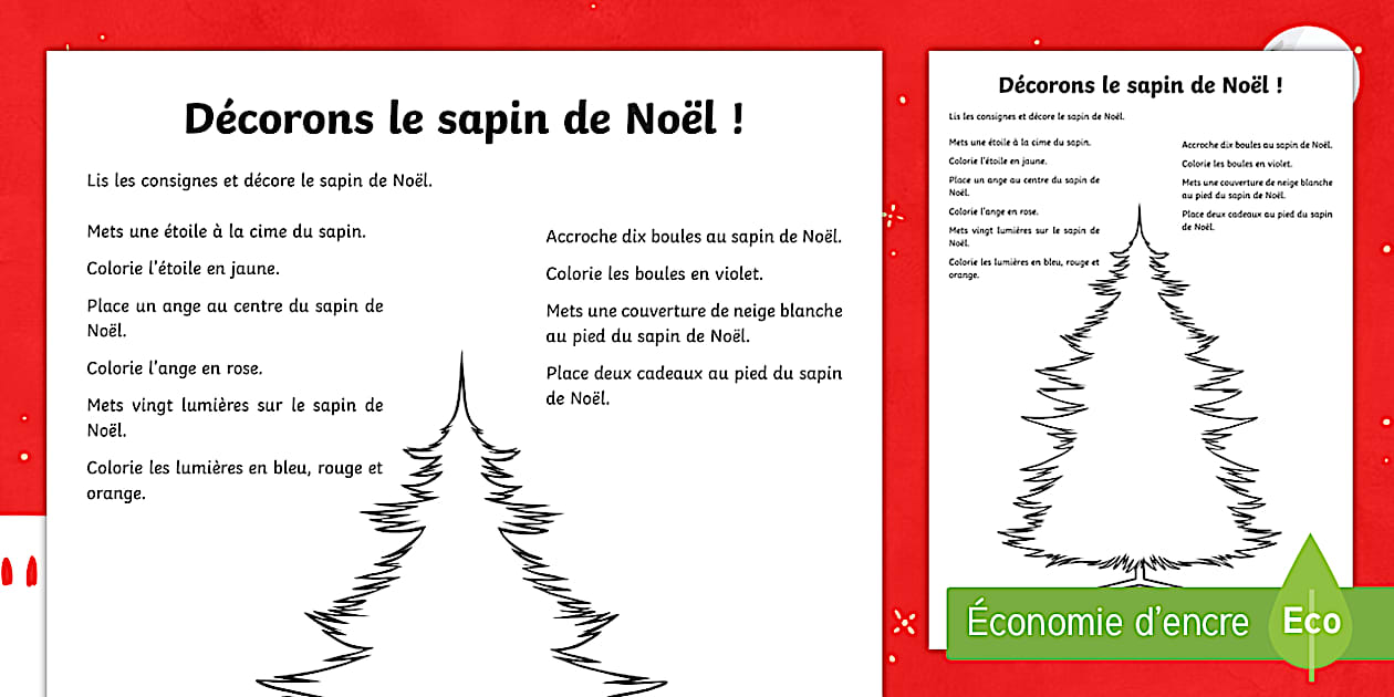 Activité de lecture et coloriage sapin de Noël | Ressource