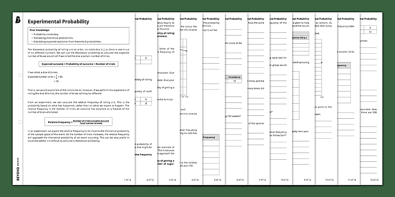 👉 Experimental Probability Walkthrough Worksheet - Twinkl