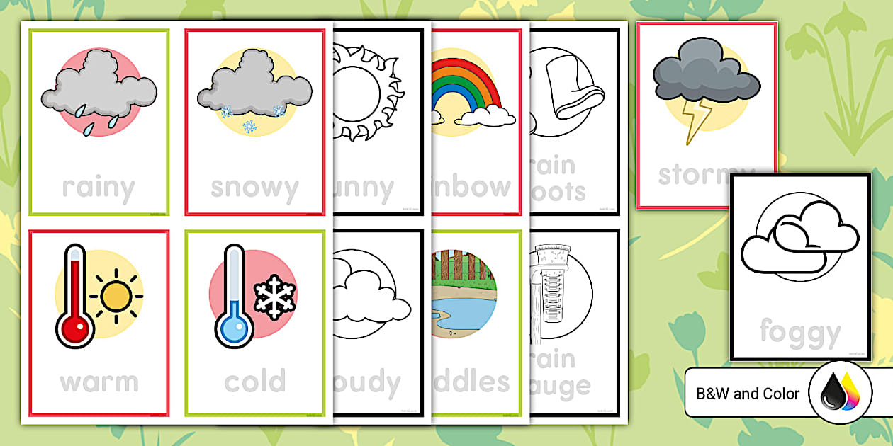Spring Weather Tracing Word Cards (teacher made) - Twinkl