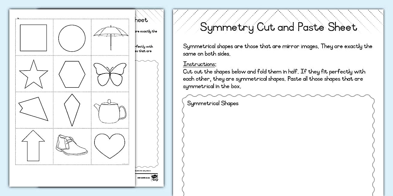 Symmetry Cut and Paste Sheet (teacher made) - Twinkl