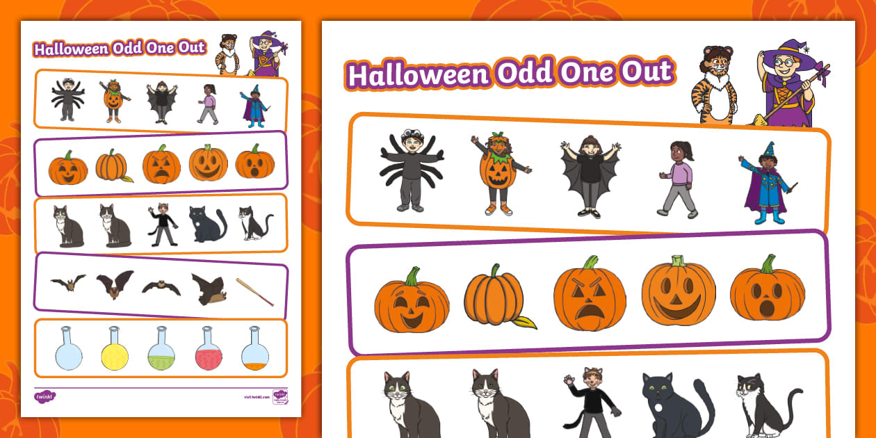 Halloween Odd One Out Activity Sheet (Lehrer gemacht)
