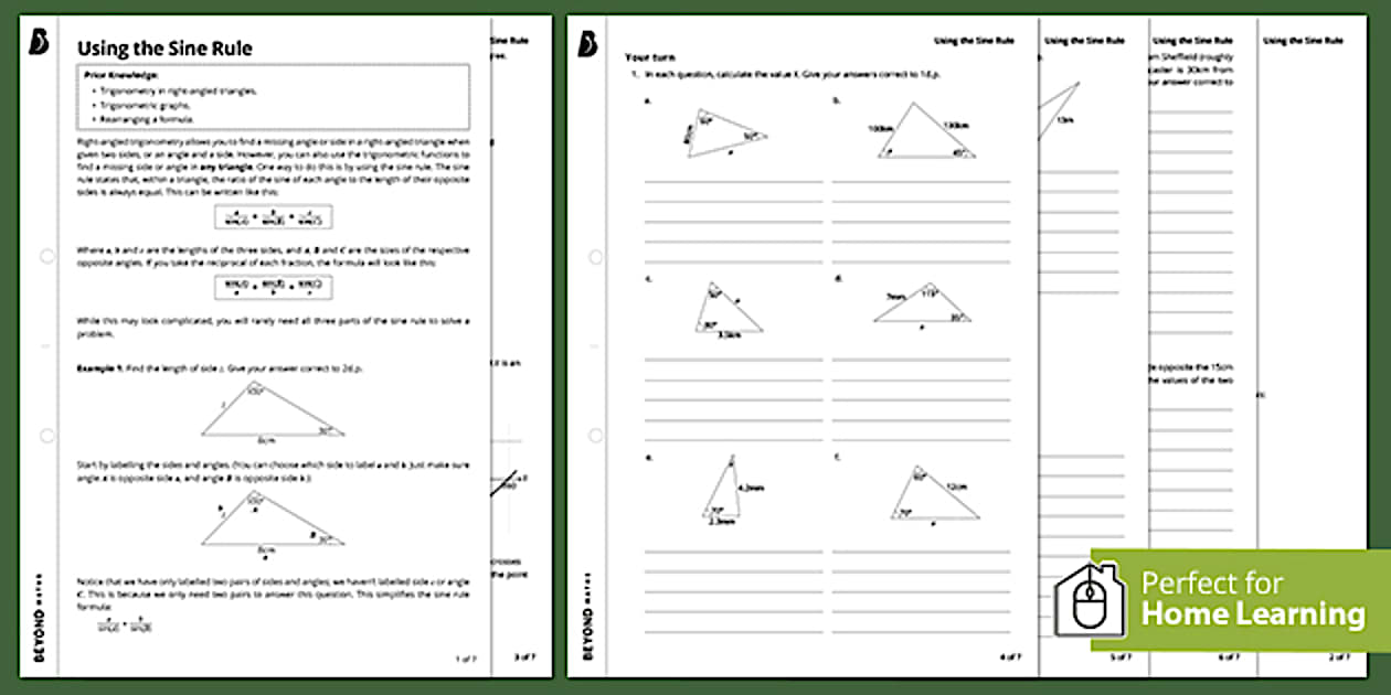 👉 Using the Sine Rule Worksheet | GCSE Maths | Beyond
