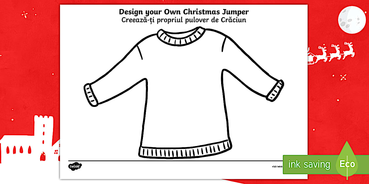 Christmas Jumper Design Worksheet / Worksheet English/Romanian