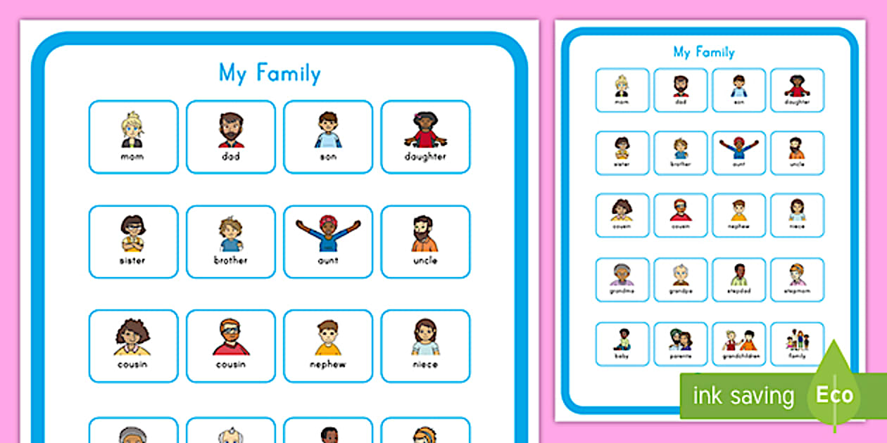 My Family Vocabulary Poster (teacher made) - Twinkl