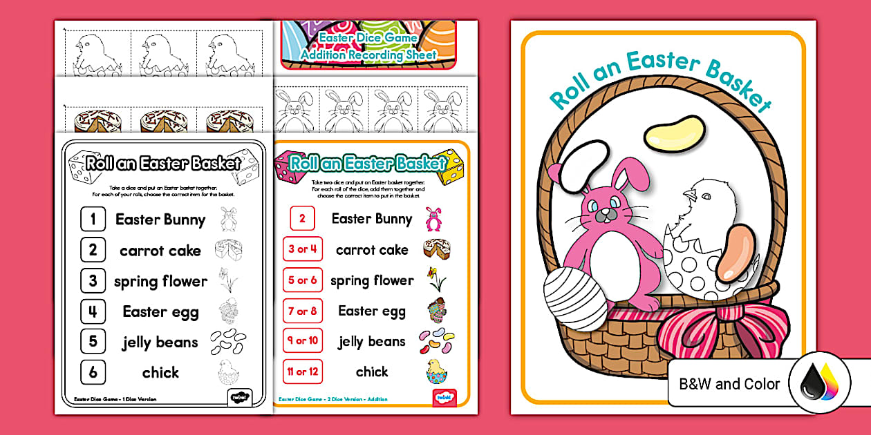 First Grade Roll an Easter Basket Game (teacher made)