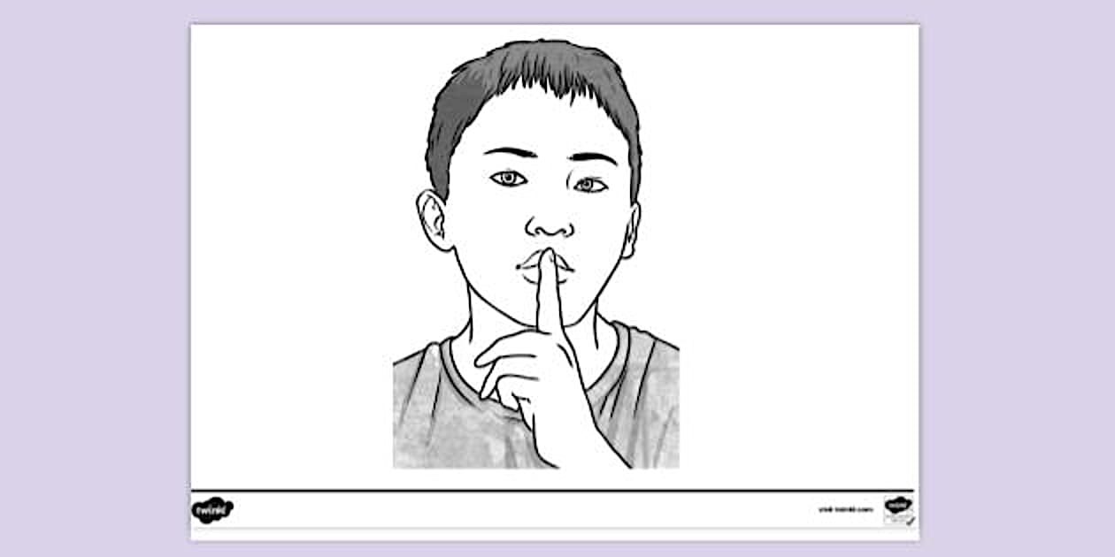 Boy Being Quiet Colouring Sheet (Teacher-Made) - Twinkl