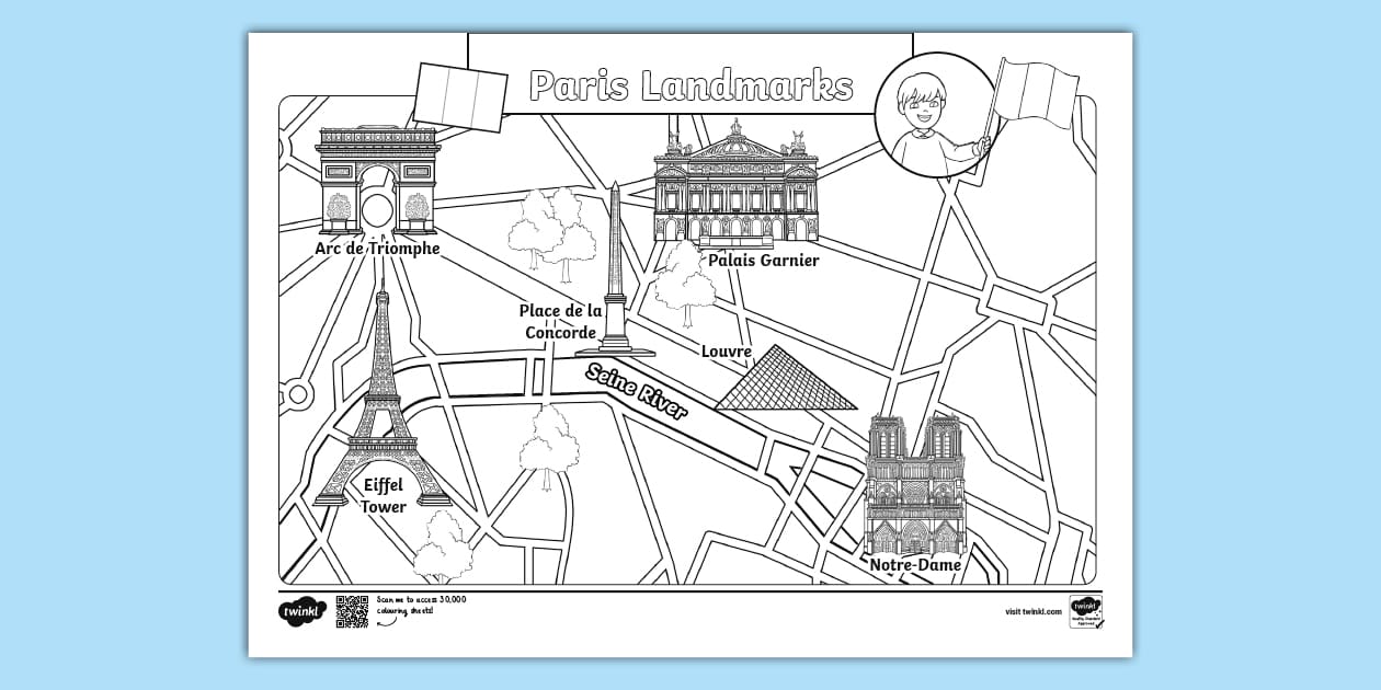 Paris Landmarks Map | Twinkl | Geography | Colouring | KS1