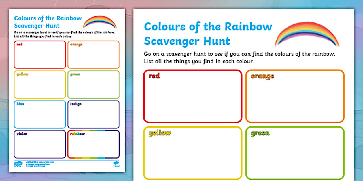 Colours of the Rainbow Scavenger Hunt (teacher made)